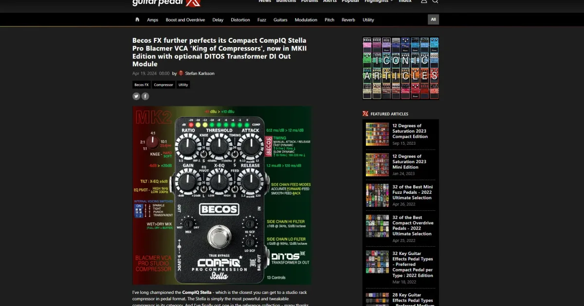 Becos FX CompIQ Stella Pro Compressor MK2 gets a Guitar Pedal X… – BECOS FX